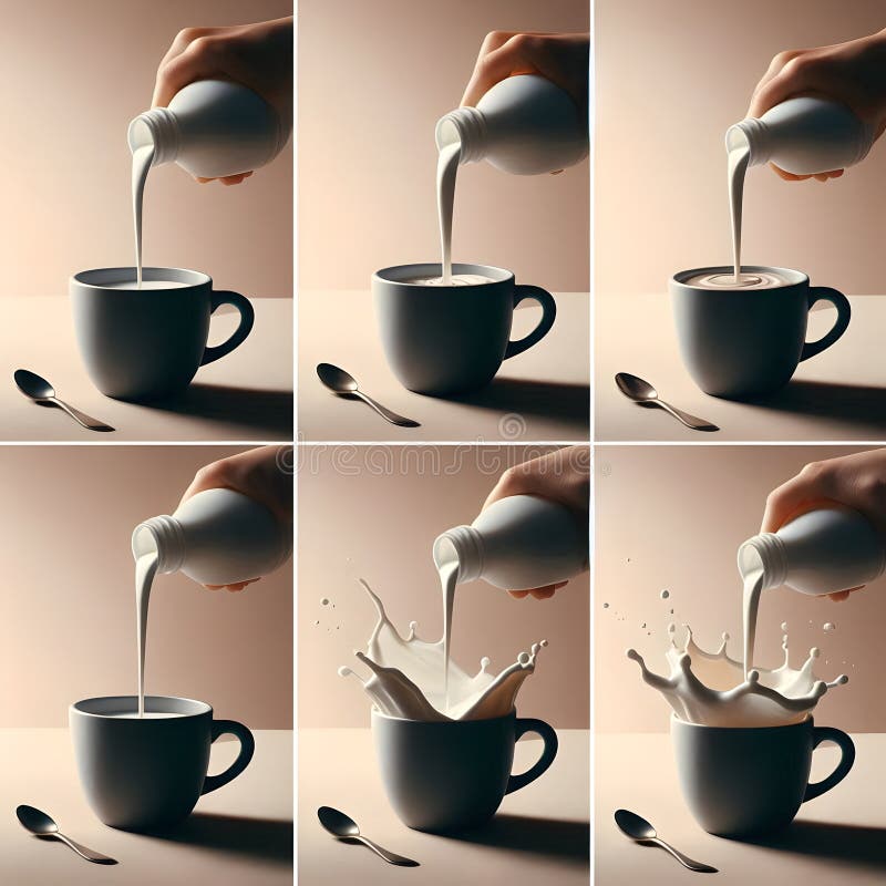 Progressive Coffee Pour Sequence in Multiple Stages Stock Illustration ...