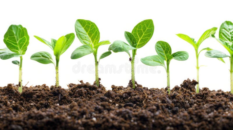 Progressive Growth of Seedlings on White Background Stock Illustration ...