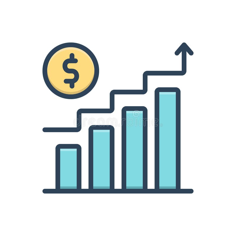 Color Illustration Icon for Progressive, Increasing and Growing Stock ...