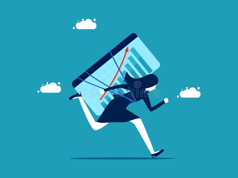 Progressive Thinking. Businesswoman with a Growing Arrow Running ...