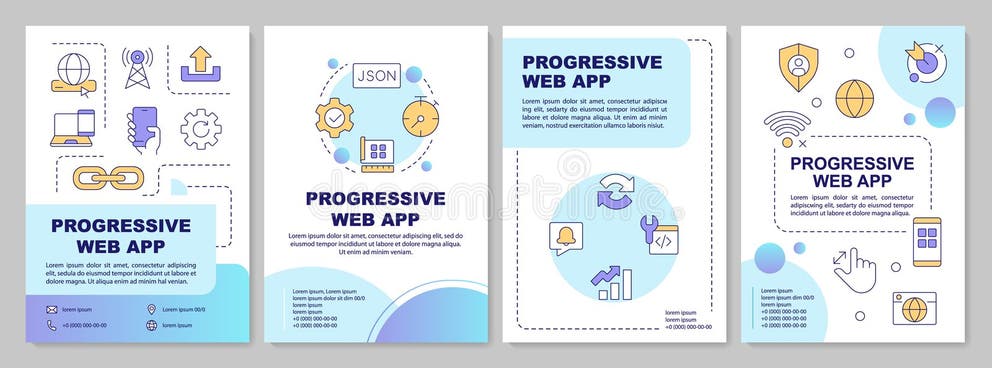 Progressive Web App Blue Circle Brochure Template Stock Illustration - Illustration of graphic ...
