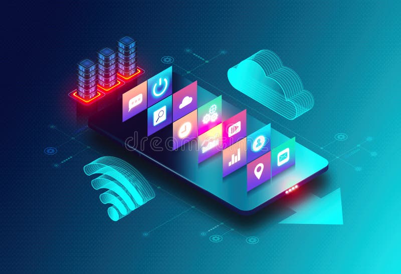 Progressive Web App Concept - PWA - 3D Illustration Stock Illustration ...