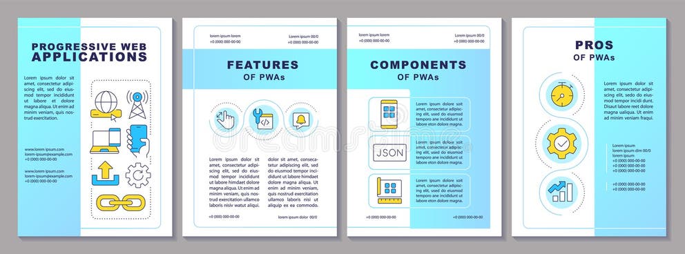 Progressive Web Applications Blue Brochure Template Stock Vector ...
