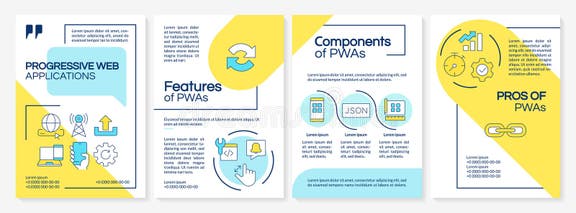 Progressive Web Applications Blue and Yellow Brochure Template Stock Vector - Illustration of ...