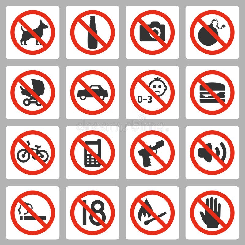 Prohibir iconos. ilustración del vector. Ilustración de conjunto - 36281592