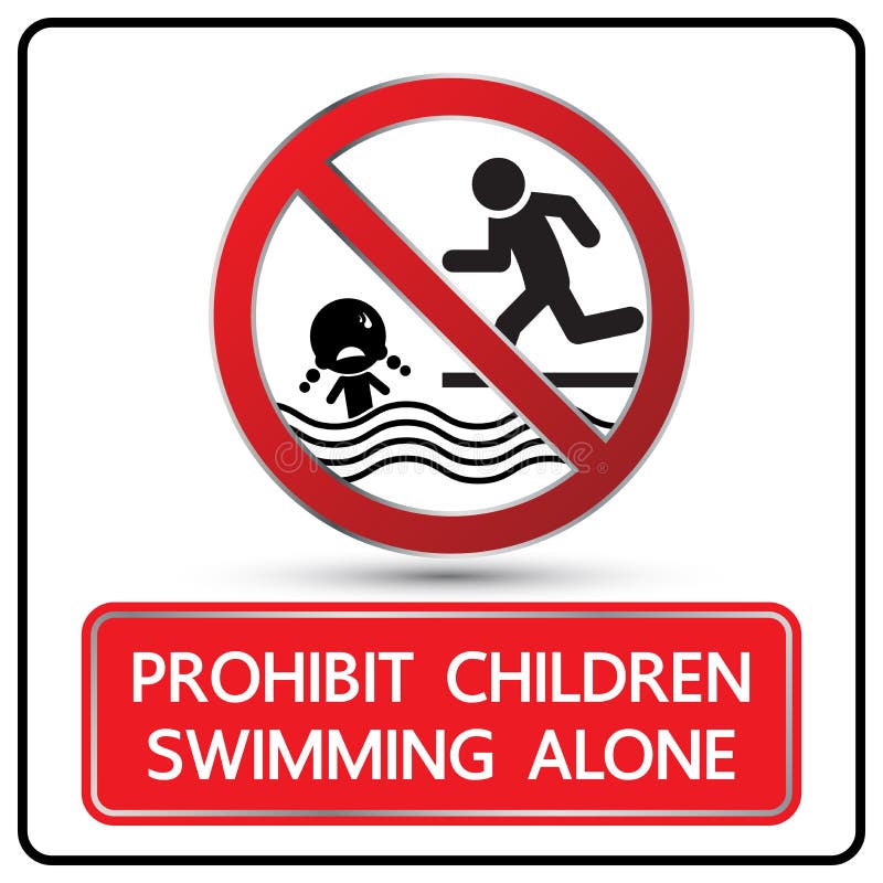 Prohibit Children Swimming Alone Sign Vector Stock Vector ...