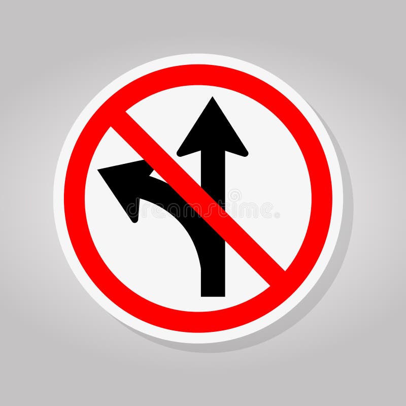Proceed Straight or Turn Left Road Sign Isolate on White Background ...