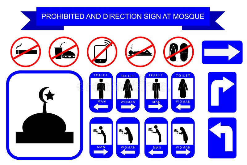 Prohibited and Direction Sign at Mosque Stock Illustration ...