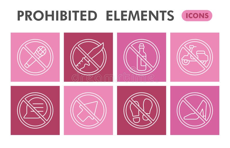 Prohibited Elements Collection or Sketches. Forbidden Element Theme ...