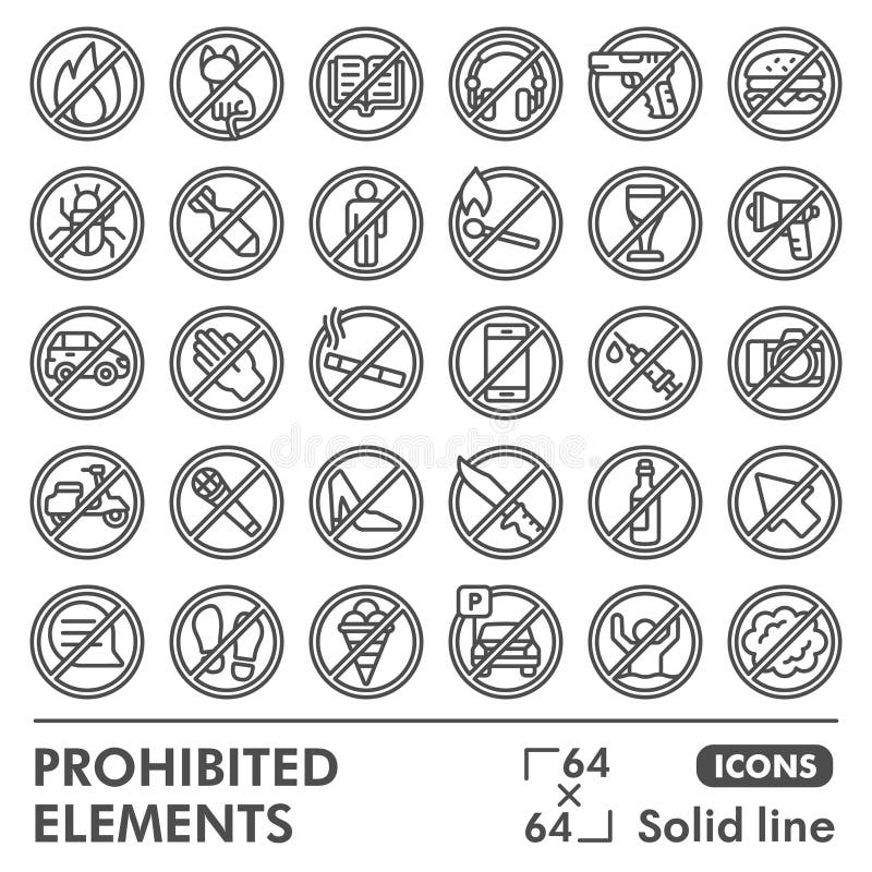 Prohibited Elements Collection or Sketches. Forbidden Element Theme ...