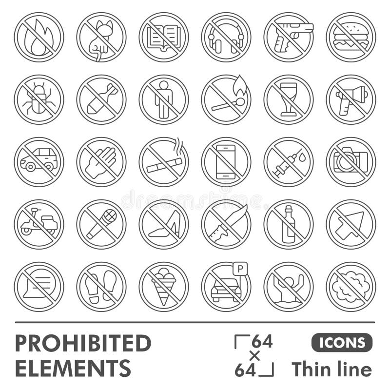 Prohibited Elements Collection or Sketches. Forbidden Element Theme ...