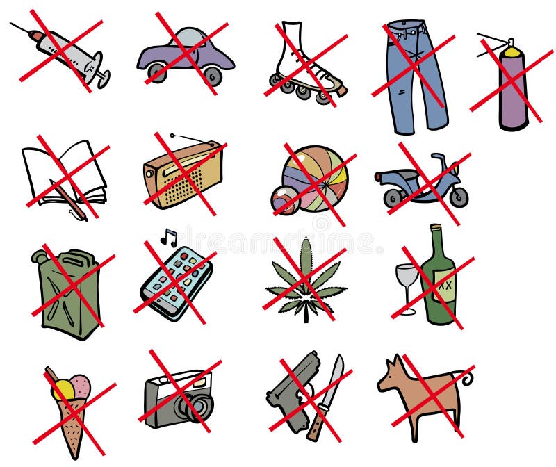 Prohibited items stock vector. Illustration of ringtone - 35210223