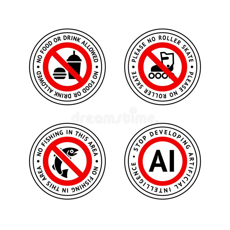 Prohibited Label No Food or Drink Allowed, No Roller Skate, No Fishing ...