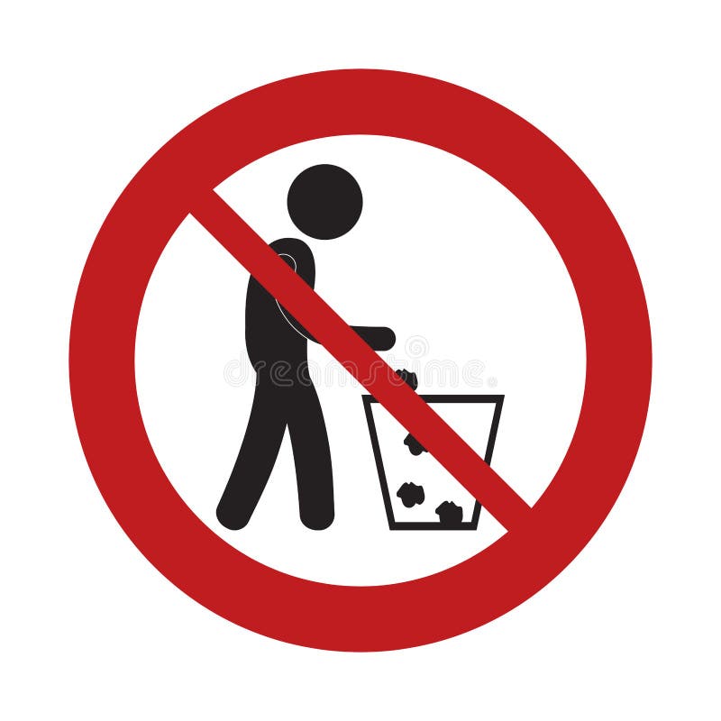 Prohibited Man Throwing Trash Can Sign Road Stock Illustration ...