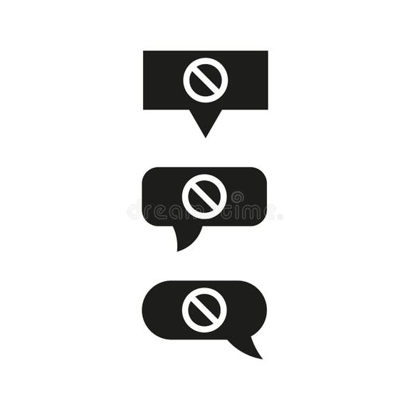 Prohibited Message Icons. Black Speech Bubbles Vector. Forbidden ...