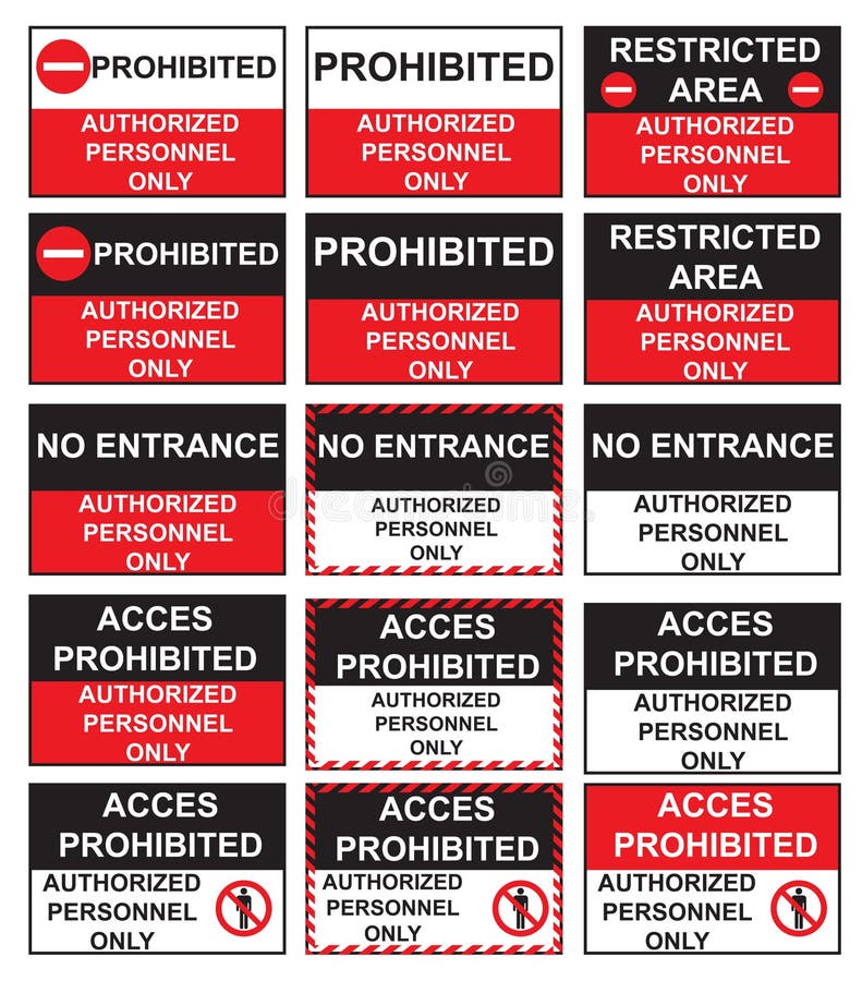Prohibited - No Entrance Signs Collection Stock Vector - Illustration ...