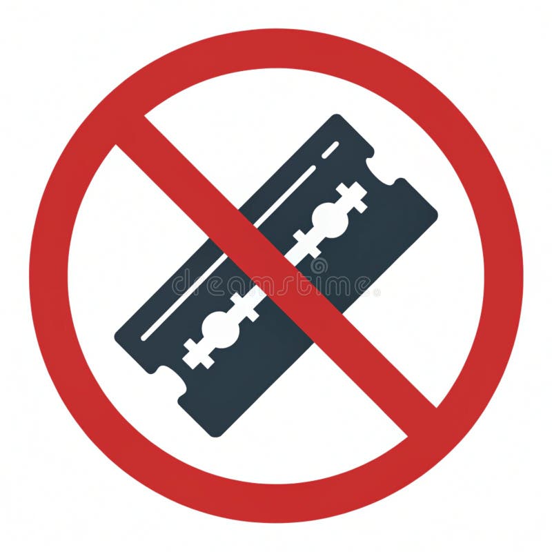 Prohibited Razor Blade Symbol Inside a Red Circle, Representing a ...