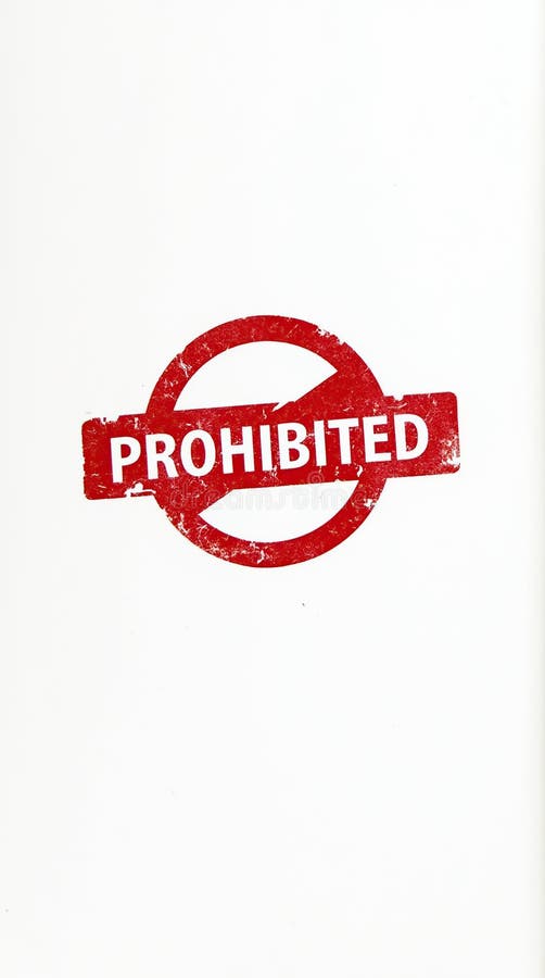 Prohibited Red Ink Stamp on Simple White Background Stock Illustration ...