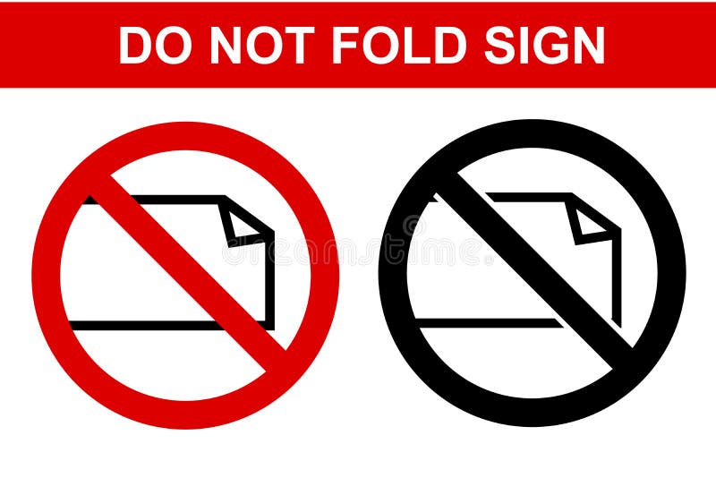 Prohibited Sign, Do Not Fold, Isolated on White Stock Vector ...