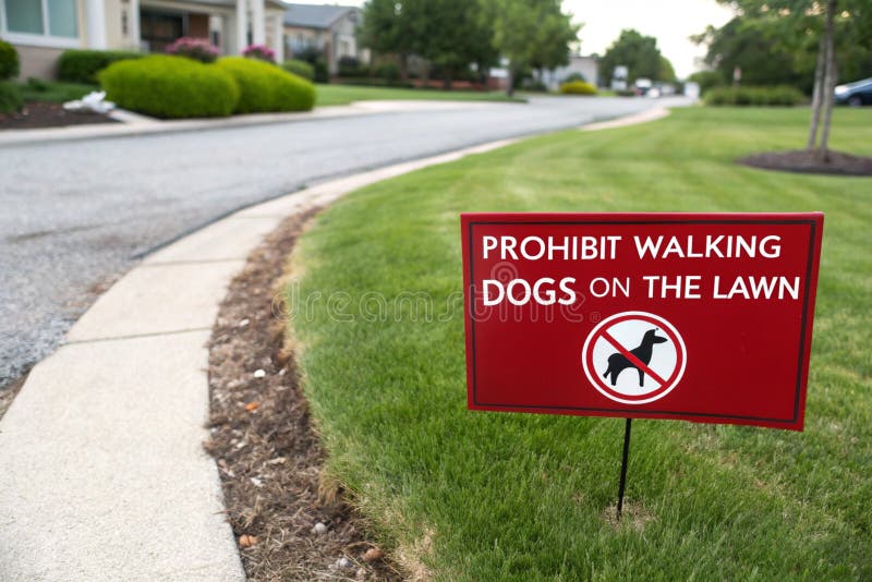 Prohibited Sign â€ Dogs Not Allowed on Lawn Stock Illustration ...