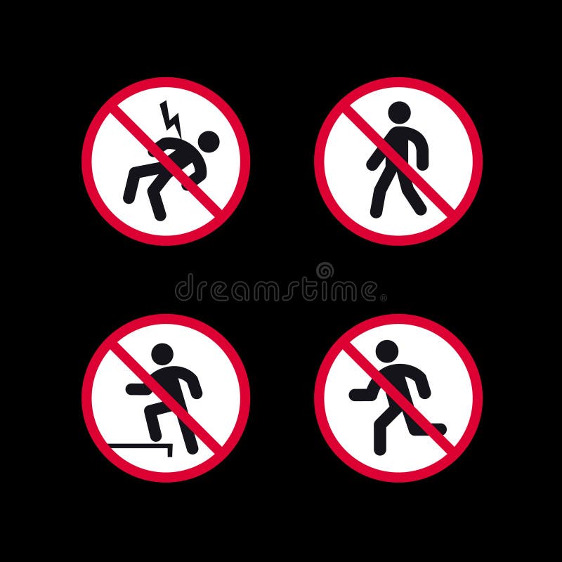 Prohibited Signs, Forbidden Round Stickers Set Stock Vector ...