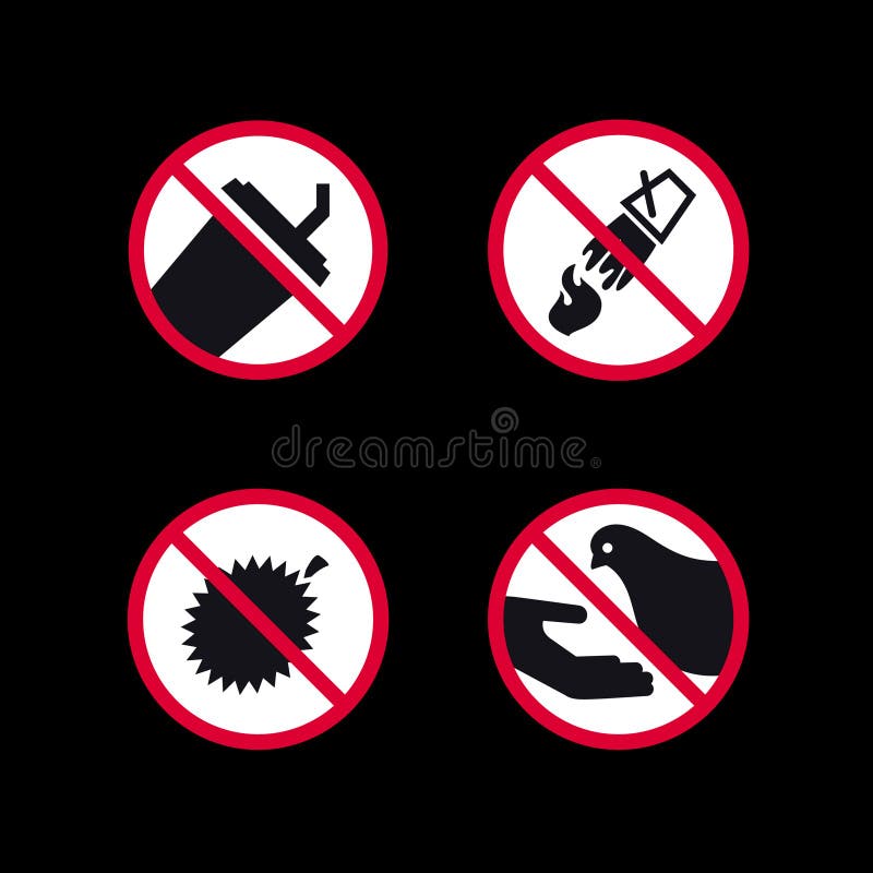 Prohibited Signs, Forbidden Round Stickers Set Stock Vector ...
