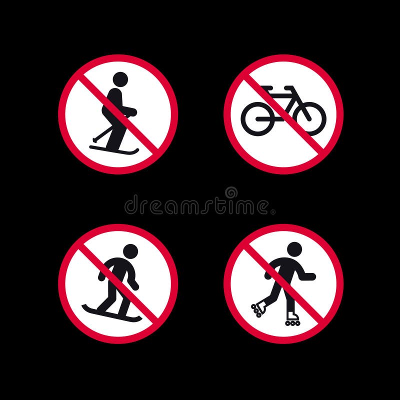 Prohibited Signs, Forbidden Round Stickers Set Stock Vector ...