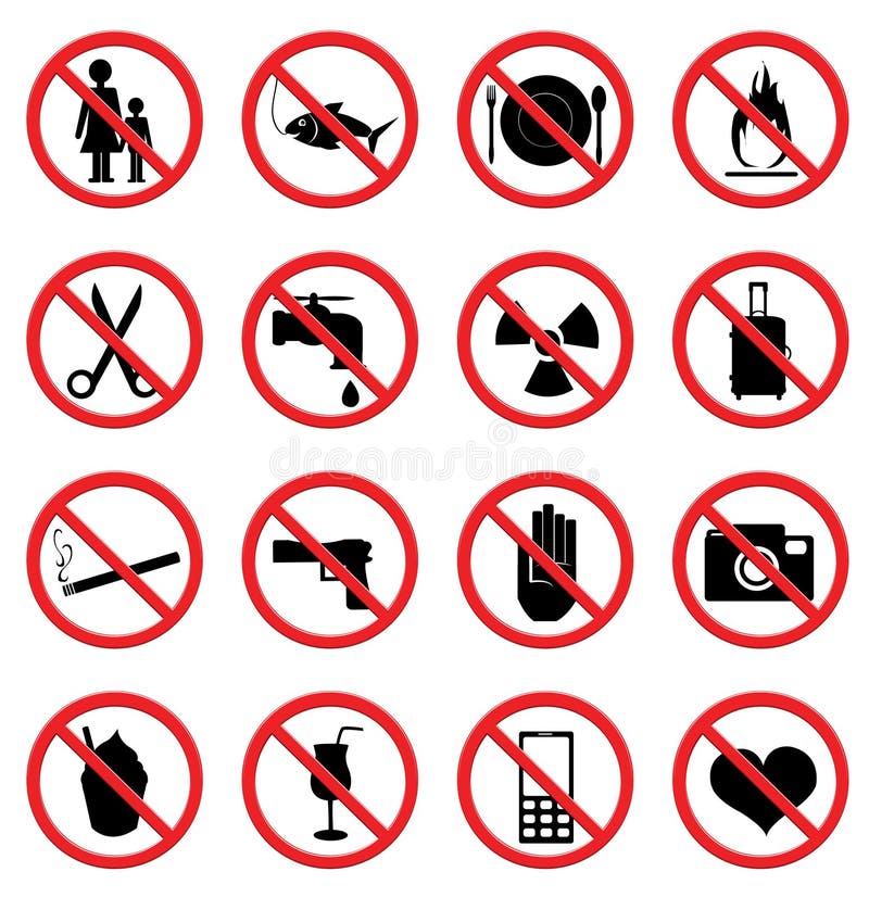 Prohibited Signs Illustration on White Background Stock Illustration ...