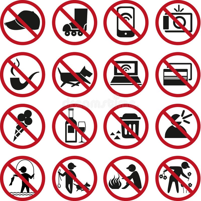 Prohibited signs stock vector. Illustration of design - 63044116