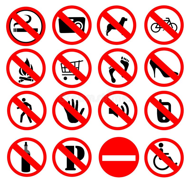 Prohibited signs stock vector. Illustration of design - 42310063