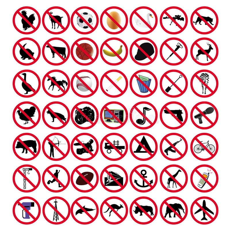 Prohibited signs stock vector. Illustration of warning - 34425630