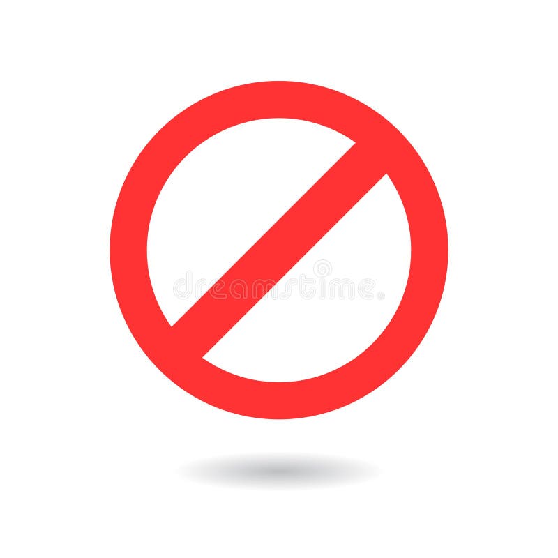 Prohibited Simple Red Sign with Shadow on White Background Stock Vector ...