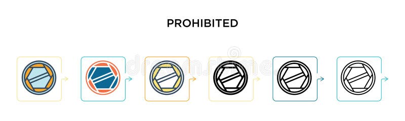 Prohibited Vector Icon in 6 Different Modern Styles. Black, Two Colored ...