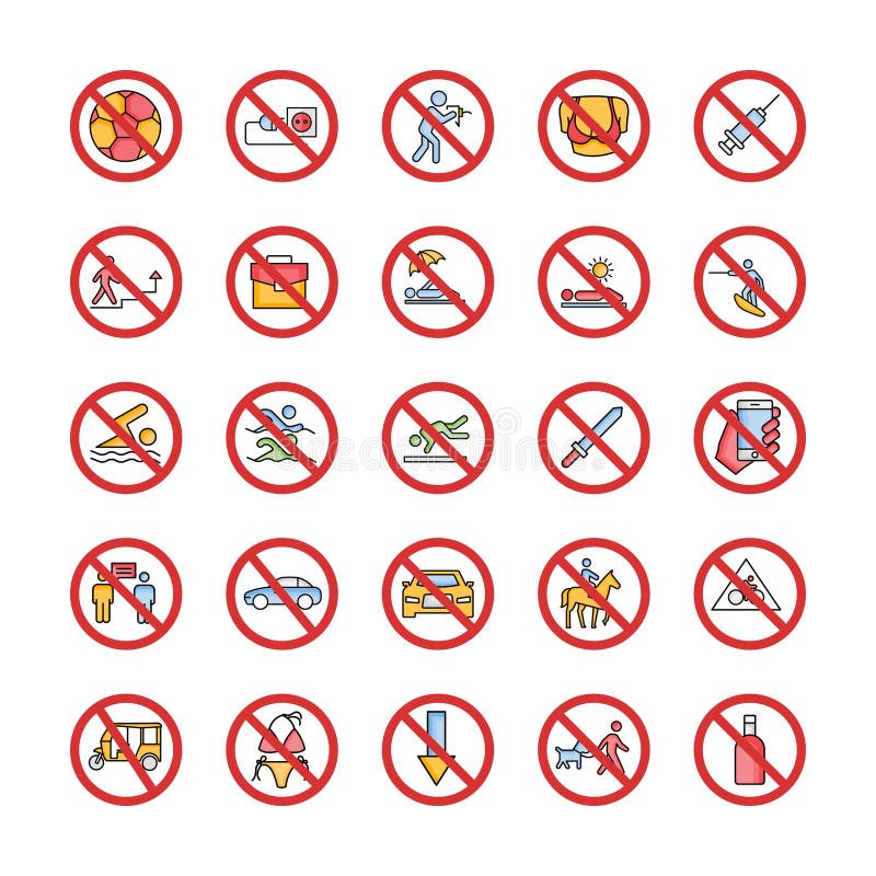 Prohibited Vector Icon Set Every Single Icon Can Easily Modify or Edit ...
