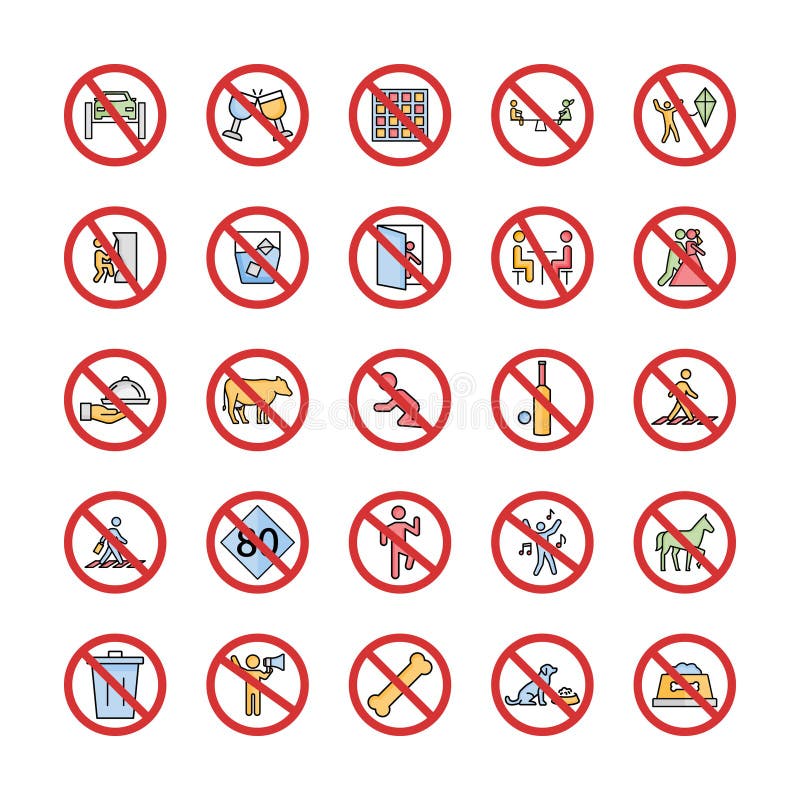 Prohibited Vector Icon Set Every Single Icon Can Easily Modify or Edit ...