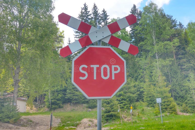 Prohibiting Sign of Passage through the Railway Tracks Stock Image ...