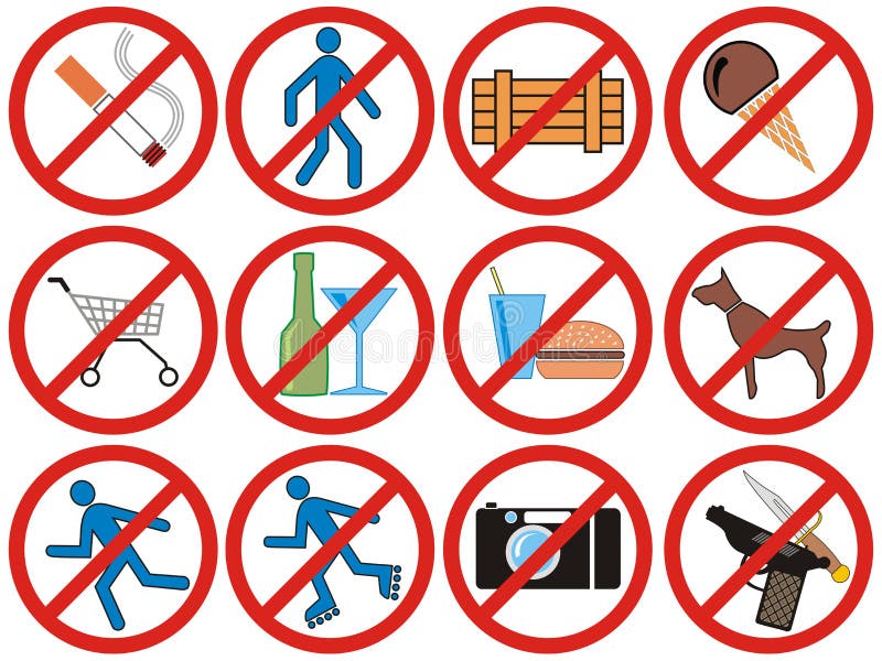 Prohibited signs stock vector. Illustration of icon, prohibited - 6195691