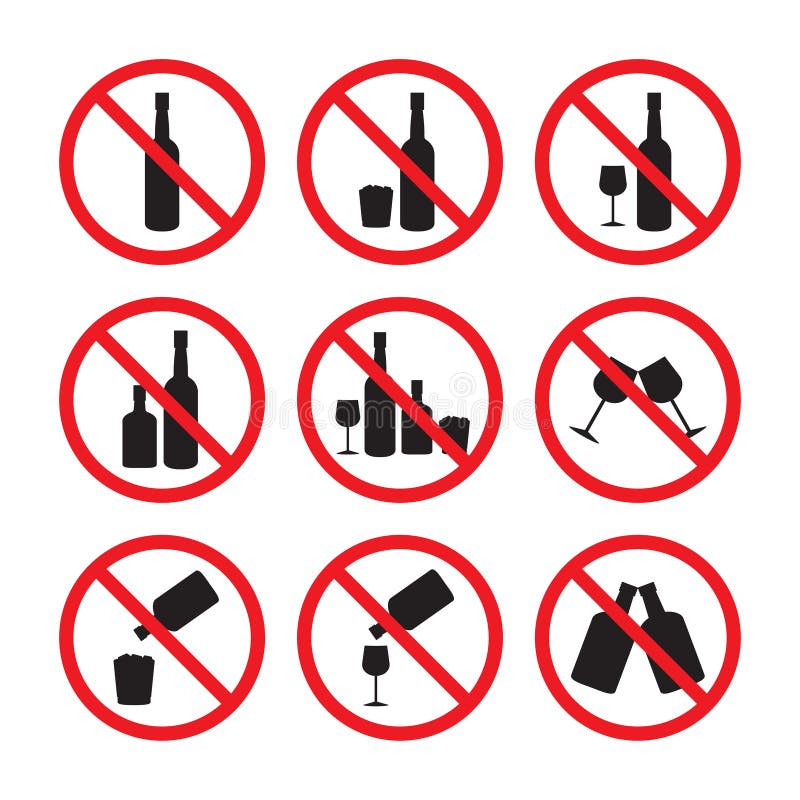 Prohibition of Alcoholic Drinking Sign Stock Vector - Illustration of ...