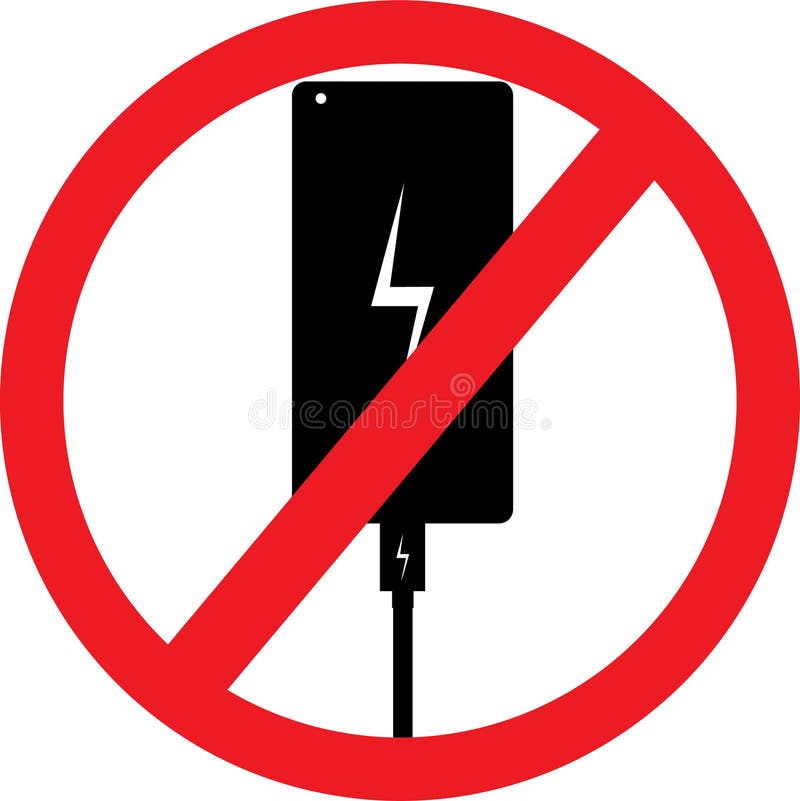 Prohibition Charging Smartphone Sign Stock Vector - Illustration of ...