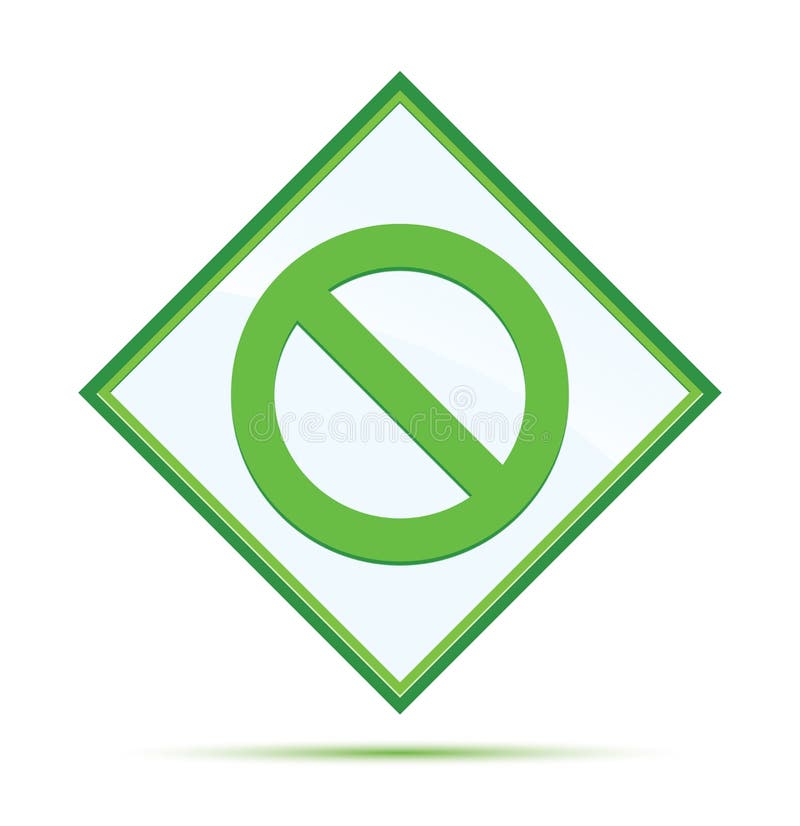 Prohibition Icon Modern Abstract Green Diamond Button Stock ...