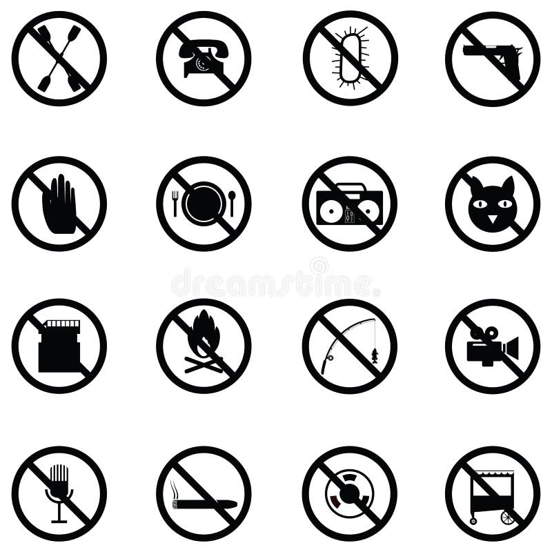 Prohibition icon set stock vector. Illustration of prohibition - 107351247