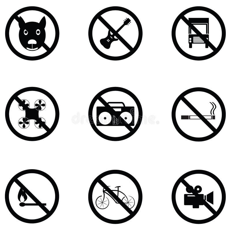 Prohibition icon set stock vector. Illustration of hazard - 107351374