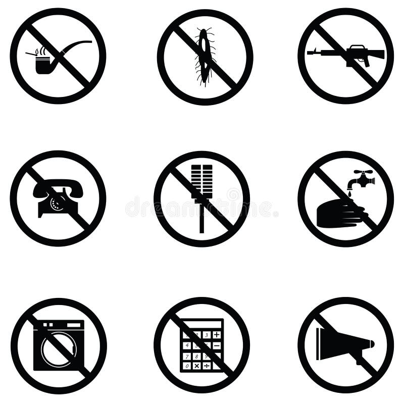 Prohibition icon set editorial image. Illustration of restriction ...