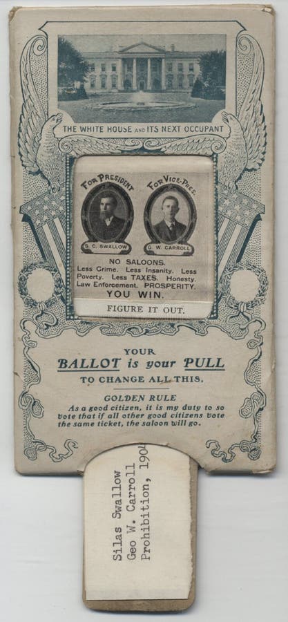 Prohibition Party Campaign Card, Ca. 1904 Picture. Image: 221479594