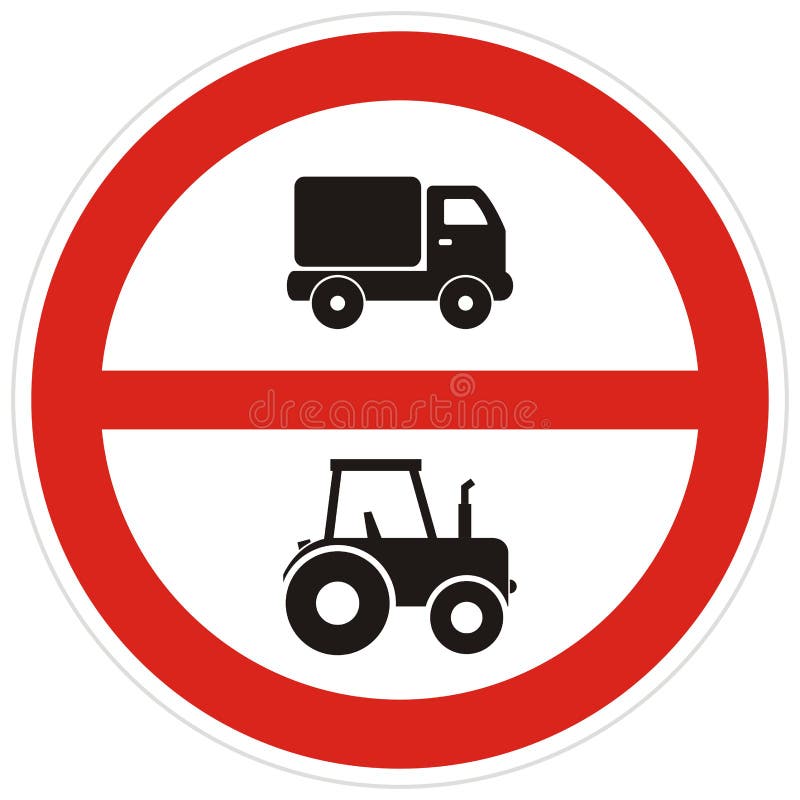 No Entry of Motor Vehicles with a Trailer, Road Sign, Vector Icon Stock ...