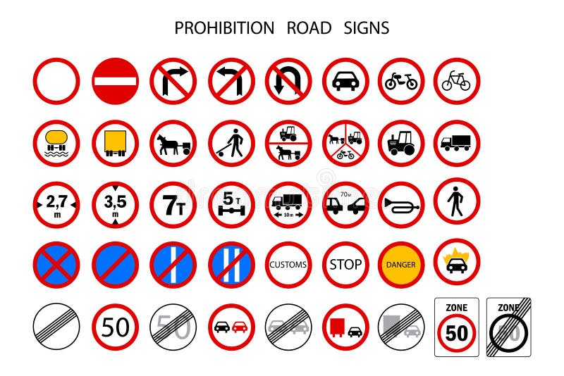 Prohibition Road Signs. Mark Prohibited. Vector Illustration. Stock ...