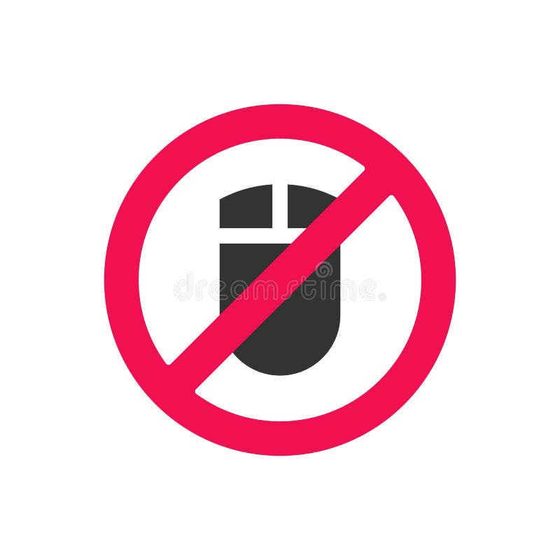 Prohibition Sign and Computer Mouse Symbol, Do Not Click Icon Design ...