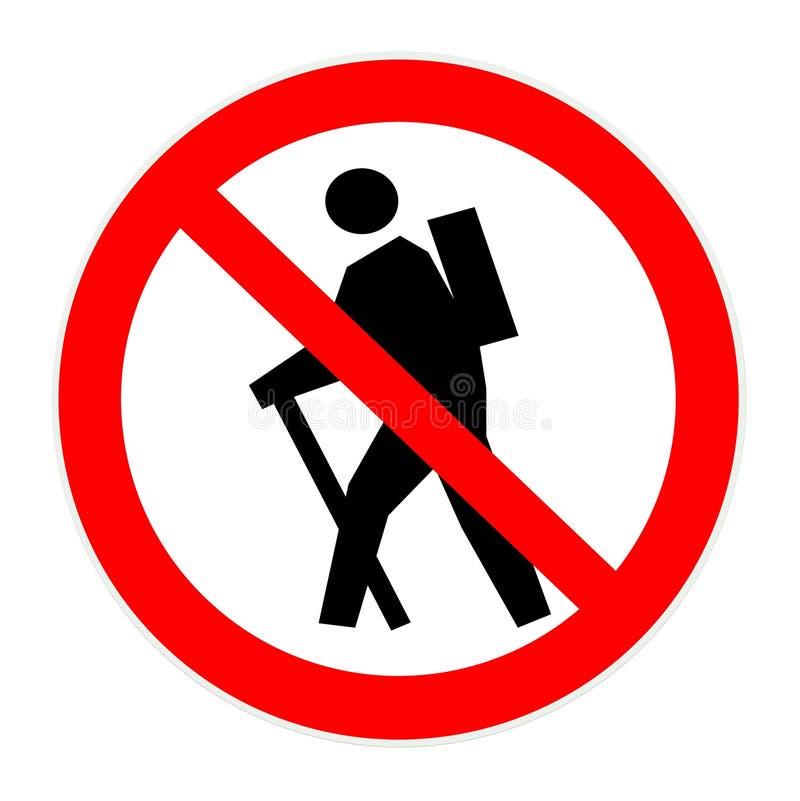 Prohibition Sign with Hiker, 2D Illustration Stock Illustration ...