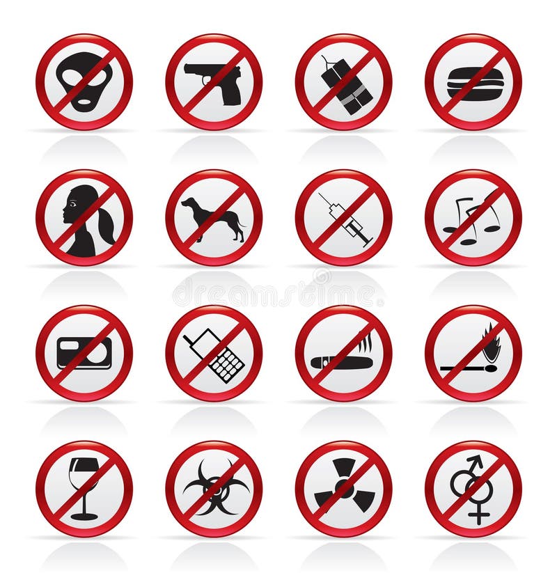 Prohibition Sign and icons stock vector. Illustration of medical - 9729915