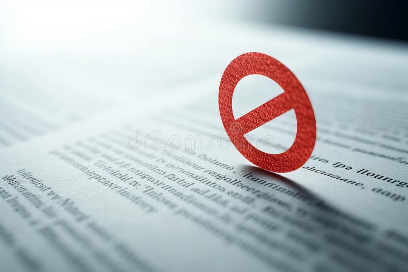 Prohibition Sign Over Text Document, Concept of Forbidden Plagiarism ...